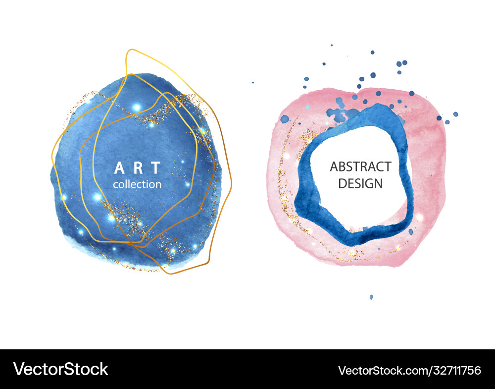 Set creative frames with watercolor strokes Vector Image