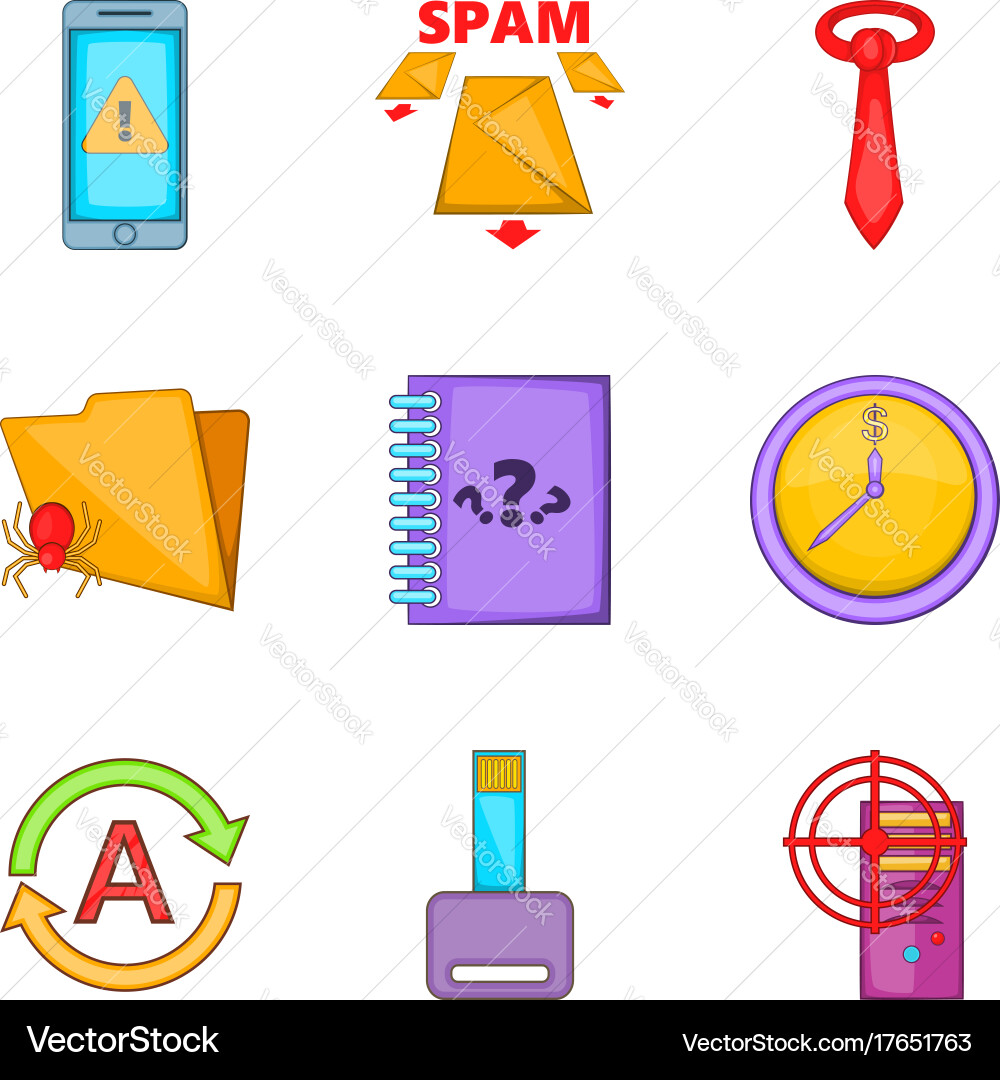 Scammer icons set cartoon style Royalty Free Vector Image