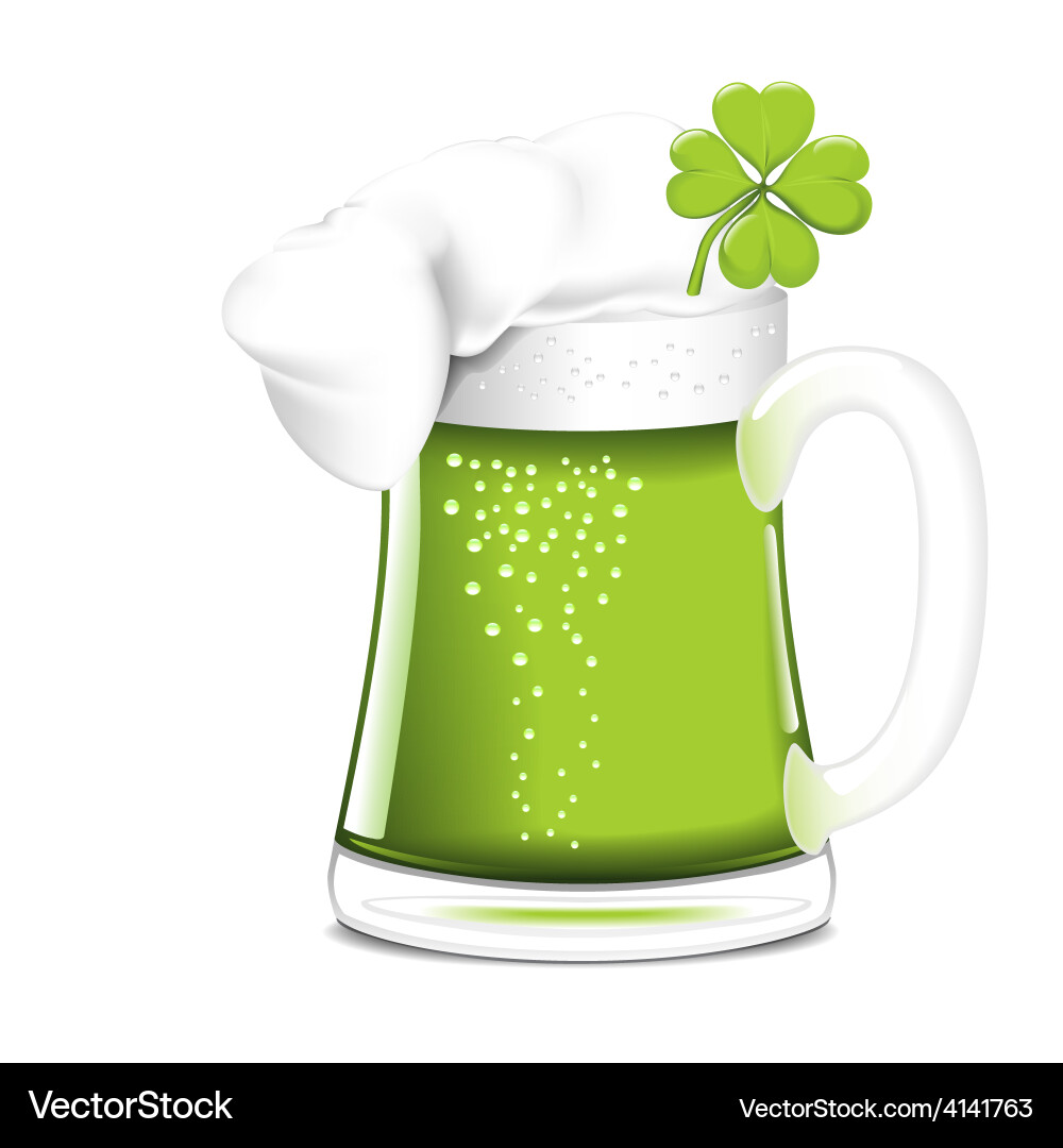 Single beer mug with green beer Royalty Free Vector Image