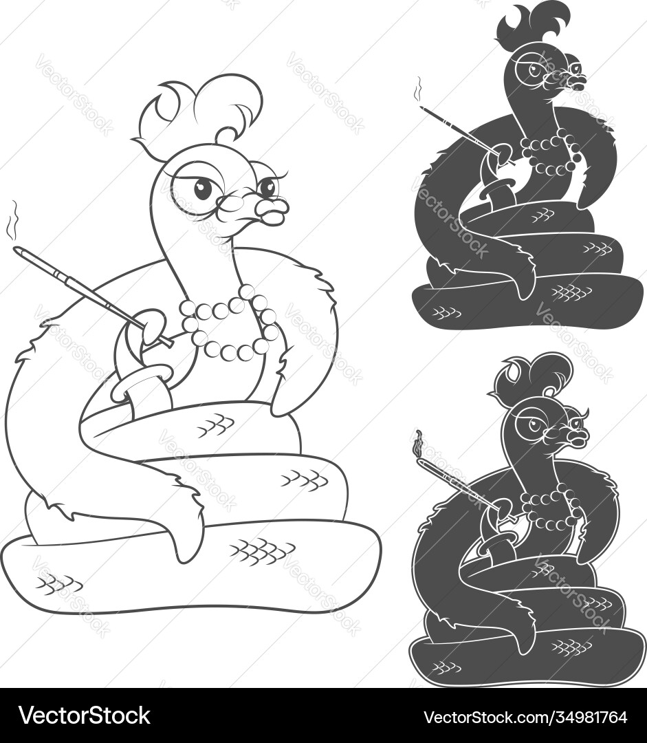 With a cartoon snake a cigarette Royalty Free Vector Image
