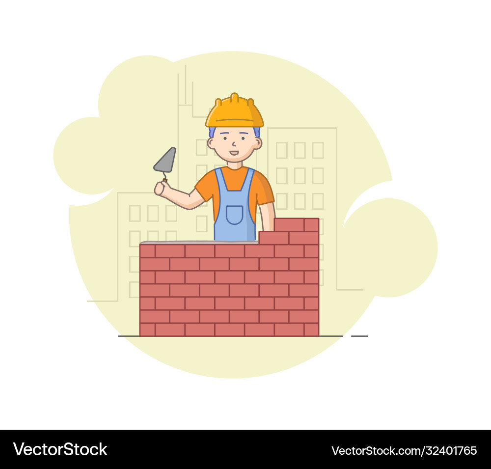 Construction heavy labor works concept worker Vector Image