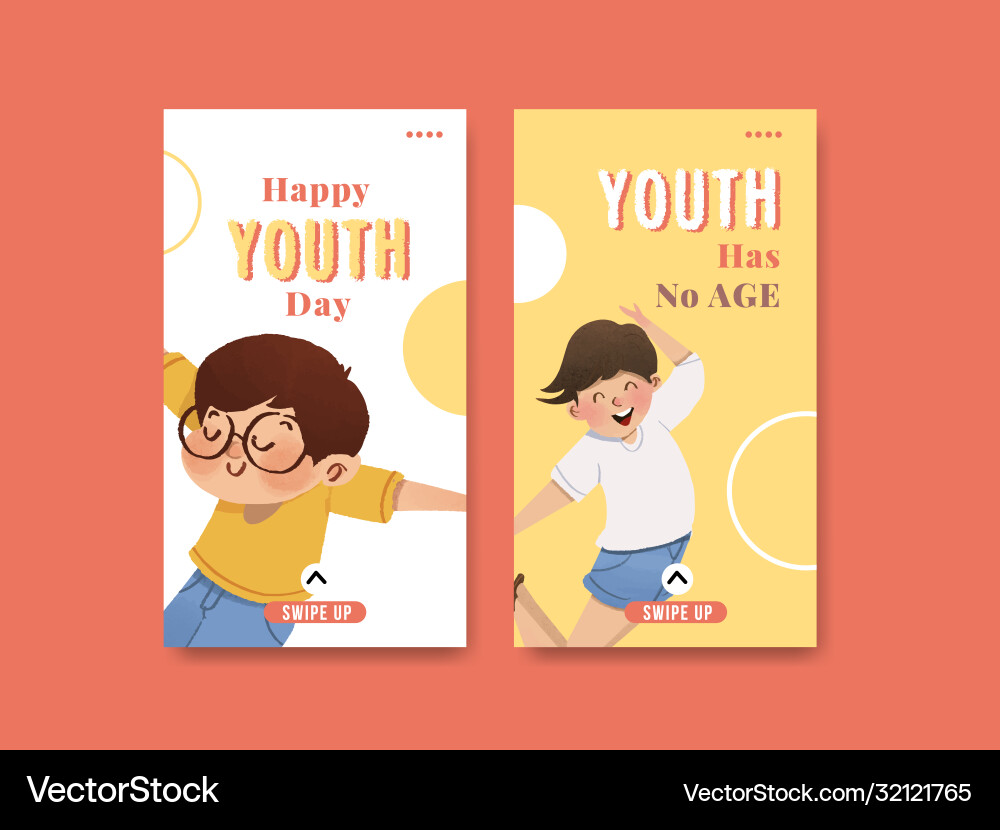 Youth day instagram template design Royalty Free Vector