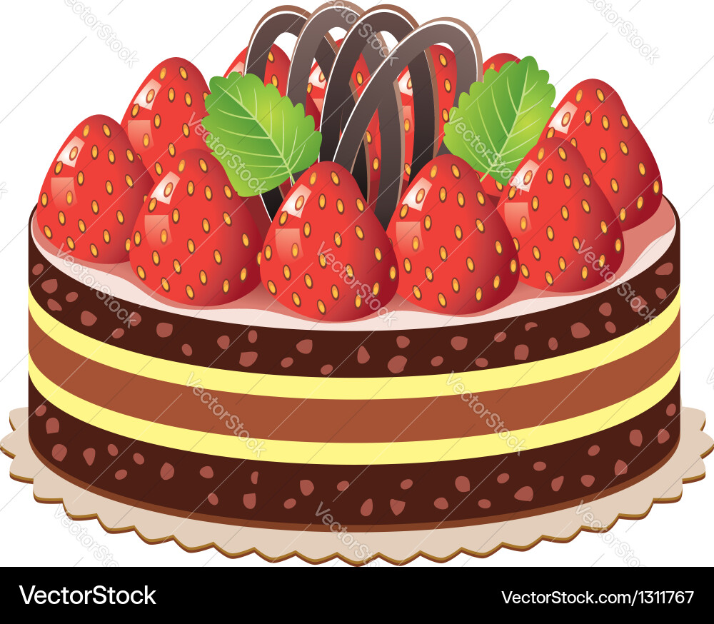Cake with strawberry Royalty Free Vector Image