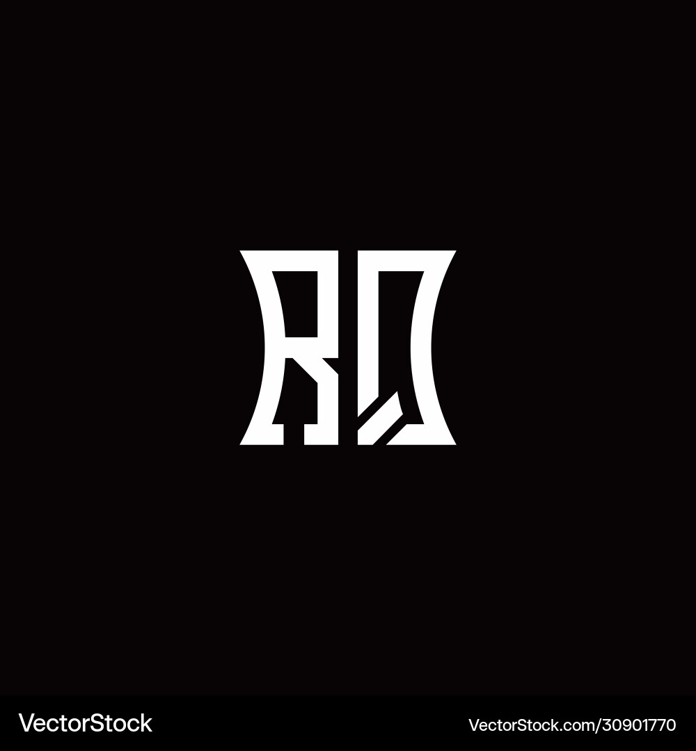 Rq monogram logo letter with curved side style Vector Image