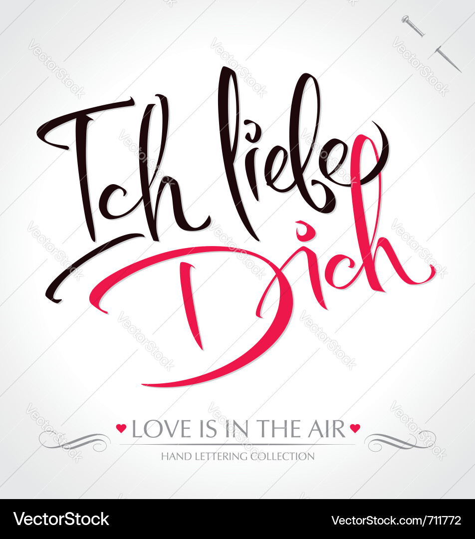 Ich liebe dich hand lettering Royalty Free Vector Image