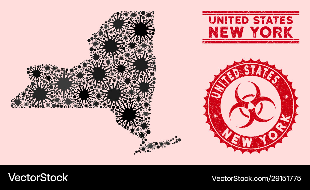 Coronavirus mosaic new york state map Royalty Free Vector