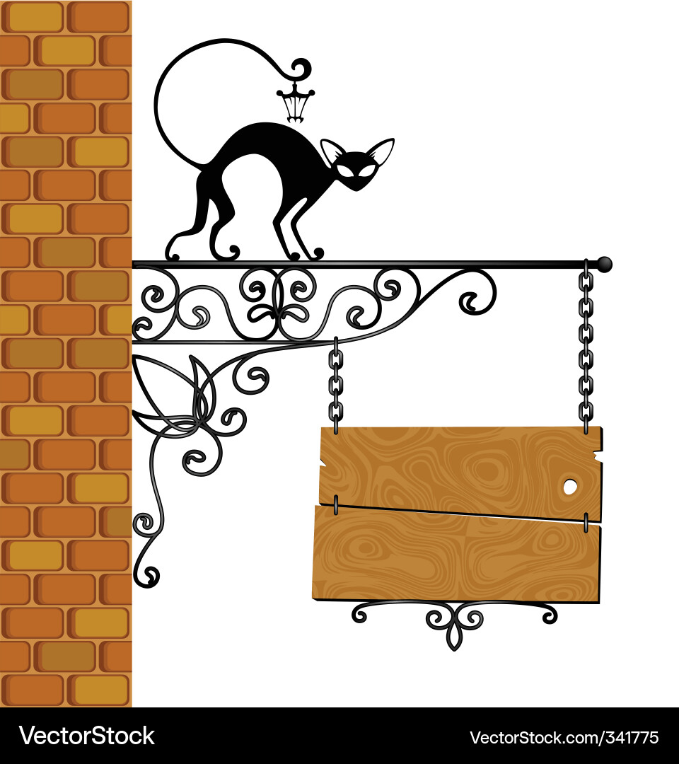 Hanging cat sign Royalty Free Vector Image - VectorStock