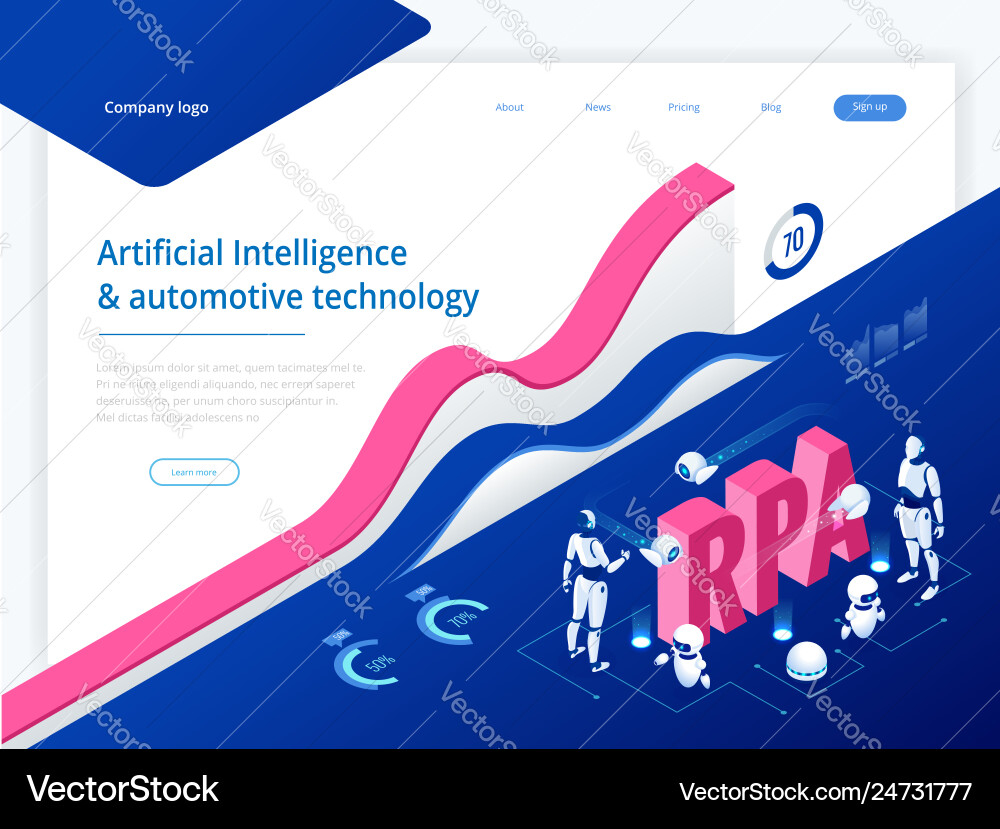 Isometric concept of rpa artificial intelligence Vector Image