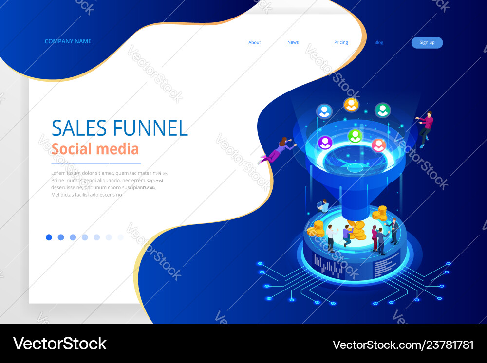 Isometric online funnel generation sales customer Vector Image
