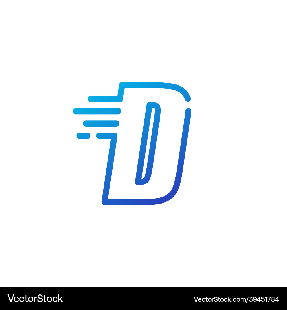 D letter dash fast quick digital mark line Vector Image
