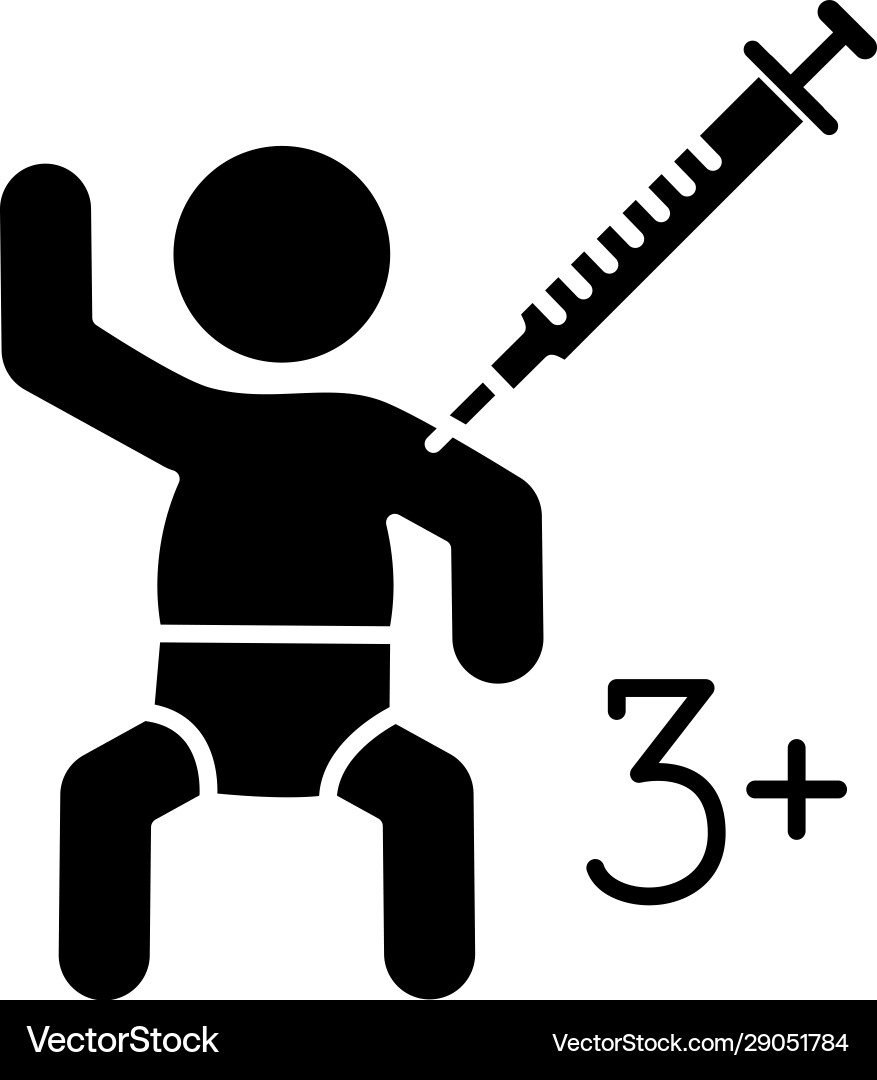 Injection in kids arm glyph icon Royalty Free Vector Image