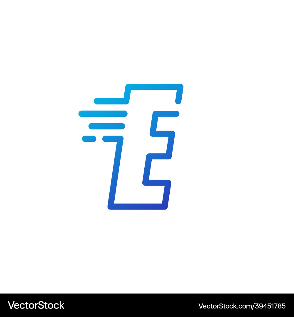 E letter dash fast quick digital mark line Vector Image
