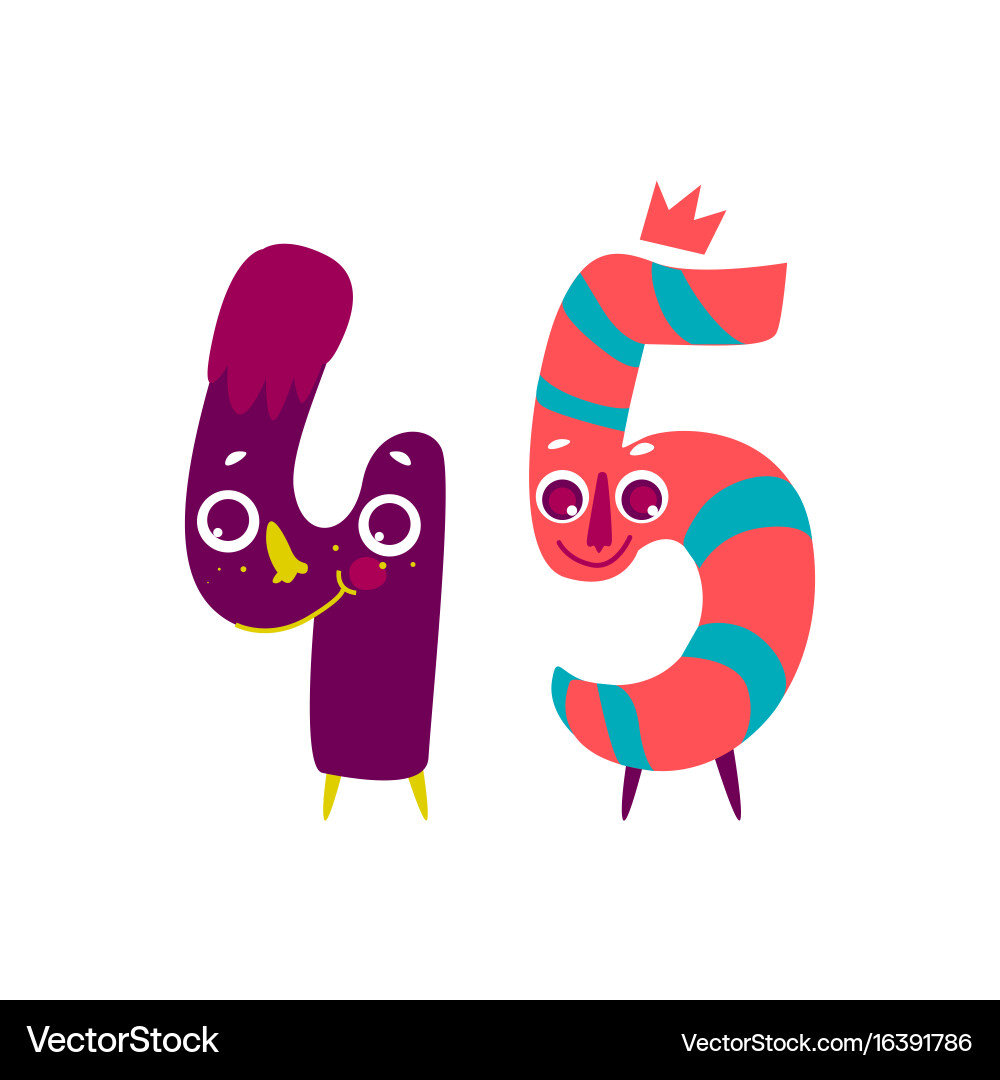 Animallike character number forty five 45 Vector Image