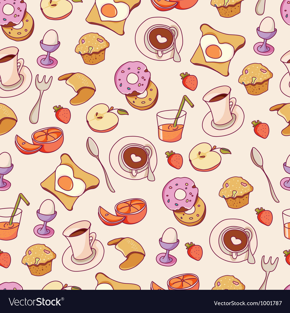 Breakfast pattern Royalty Free Vector Image - VectorStock