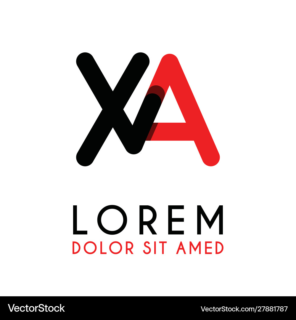 Initial letter xa with red black and has rounded Vector Image