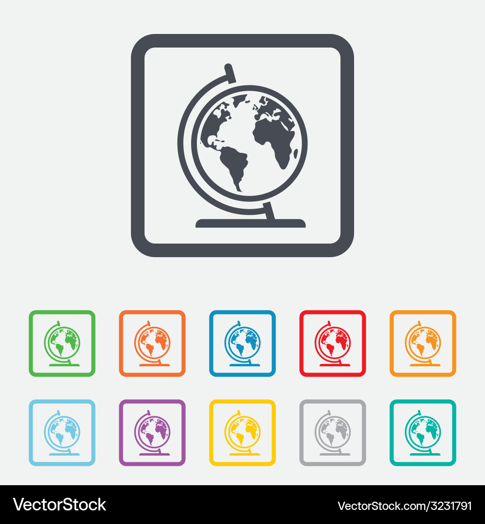 Globe sign icon world map geography symbol Vector Image