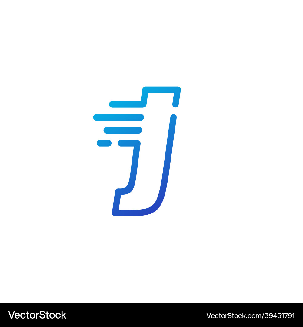J letter dash fast quick digital mark line Vector Image