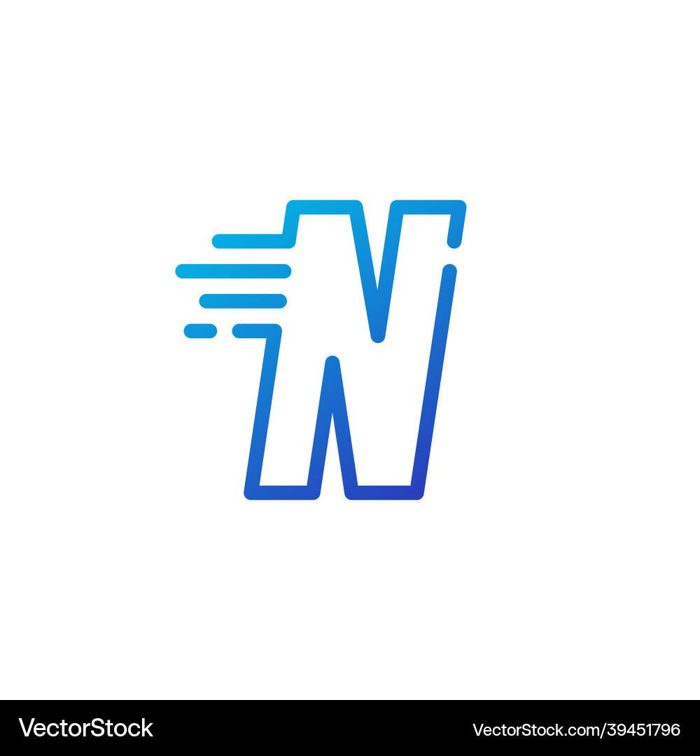 N letter dash fast quick digital mark line Vector Image
