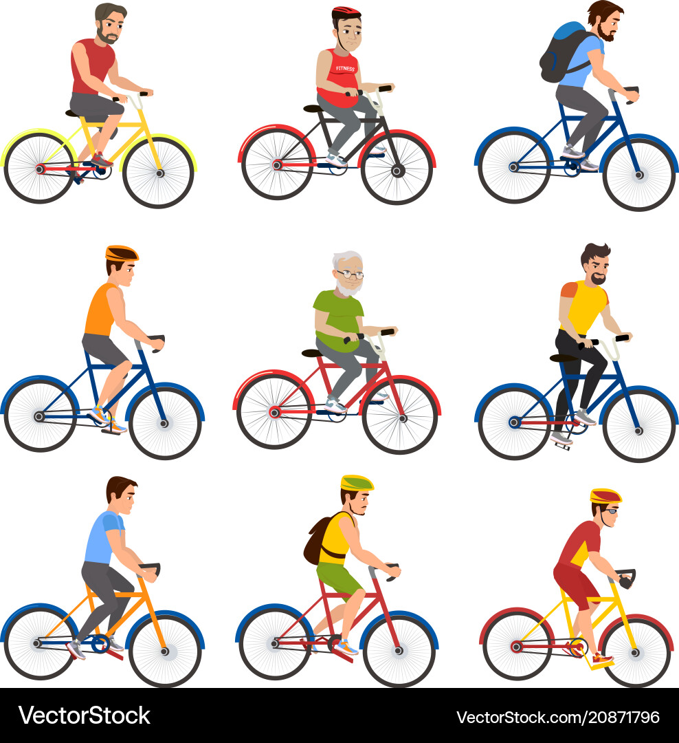 People on bicycles Royalty Free Vector Image - VectorStock
