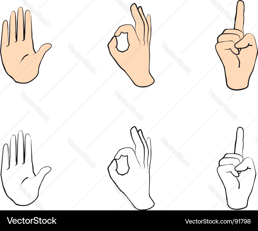 Set of hand signs Royalty Free Vector Image - VectorStock