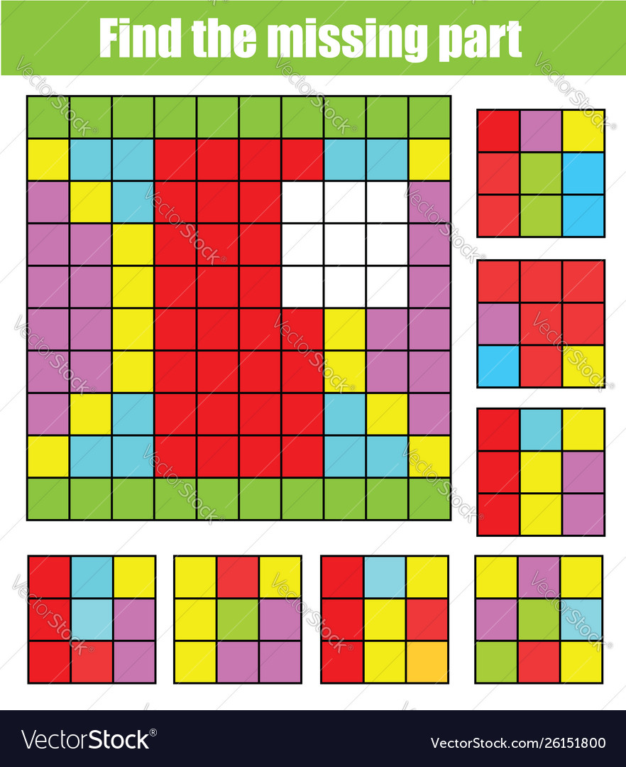 Find missing part and complete picture puzzle Vector Image