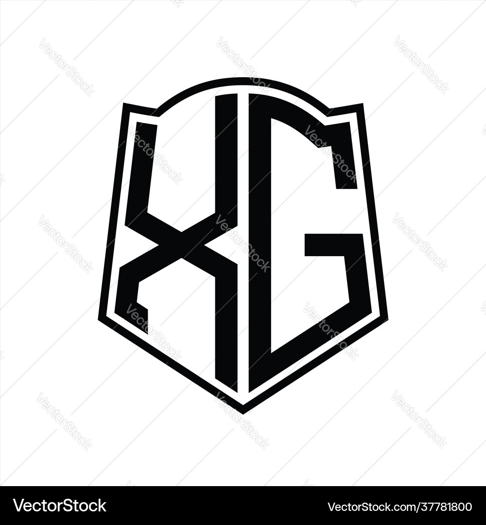 Xg logo monogram with shield shape outline design Vector Image