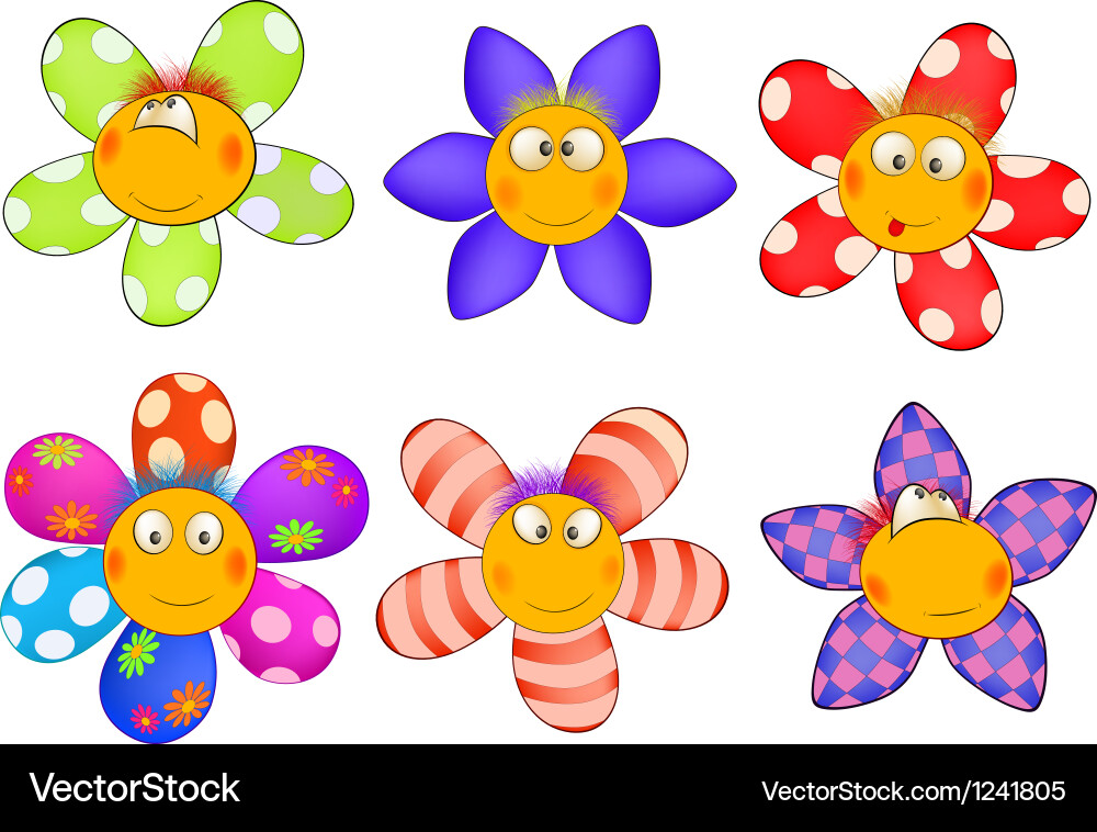 Cheerful small flowers Cartoon Royalty Free Vector Image