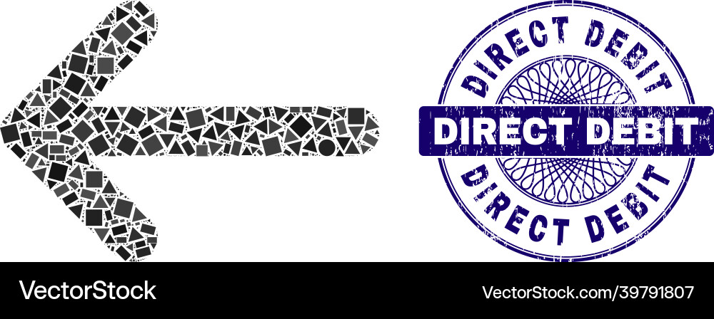 Distress direct debit badge and geometric arrow Vector Image