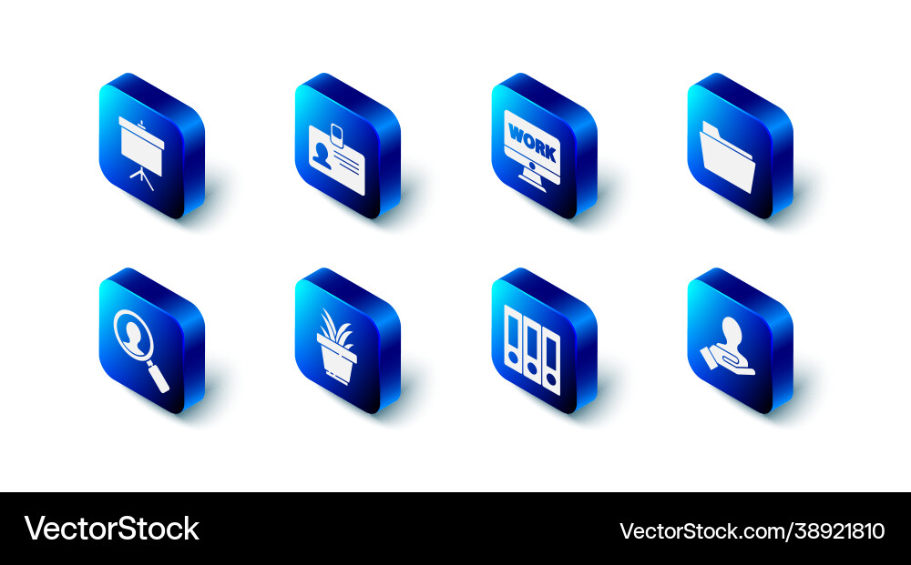 Set identification badge monitor with text work Vector Image