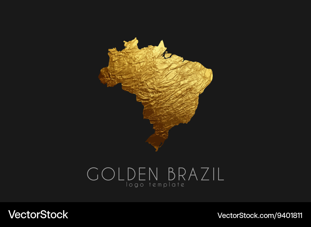 Brazil map golden logo creative Royalty Free Vector Image