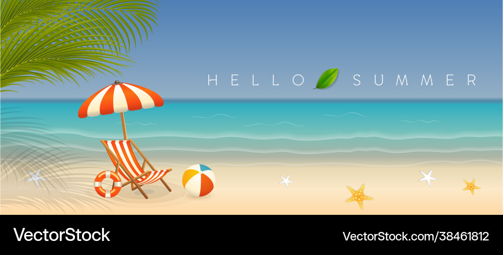 Hello summer holiday beach vacation banner Vector Image