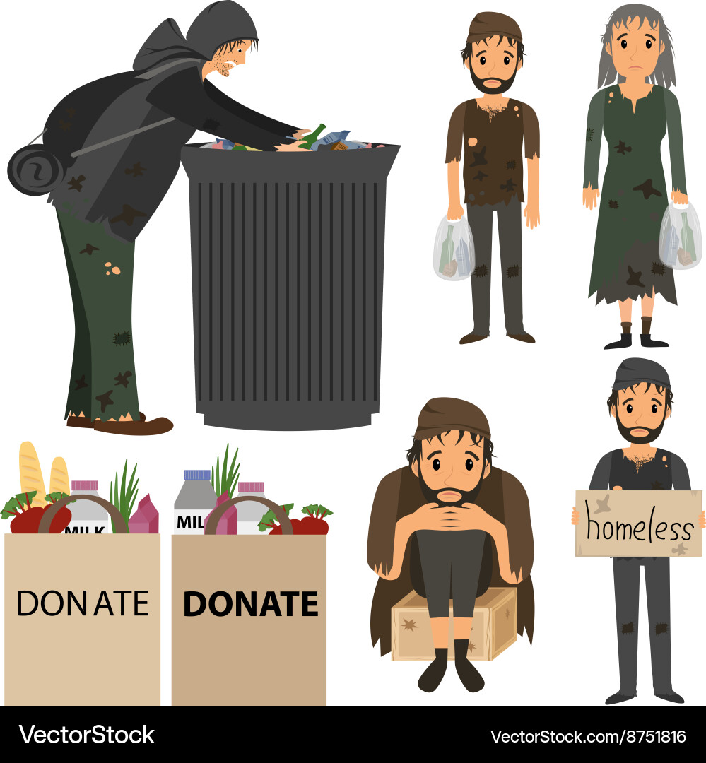 Homeless people collection Royalty Free Vector Image