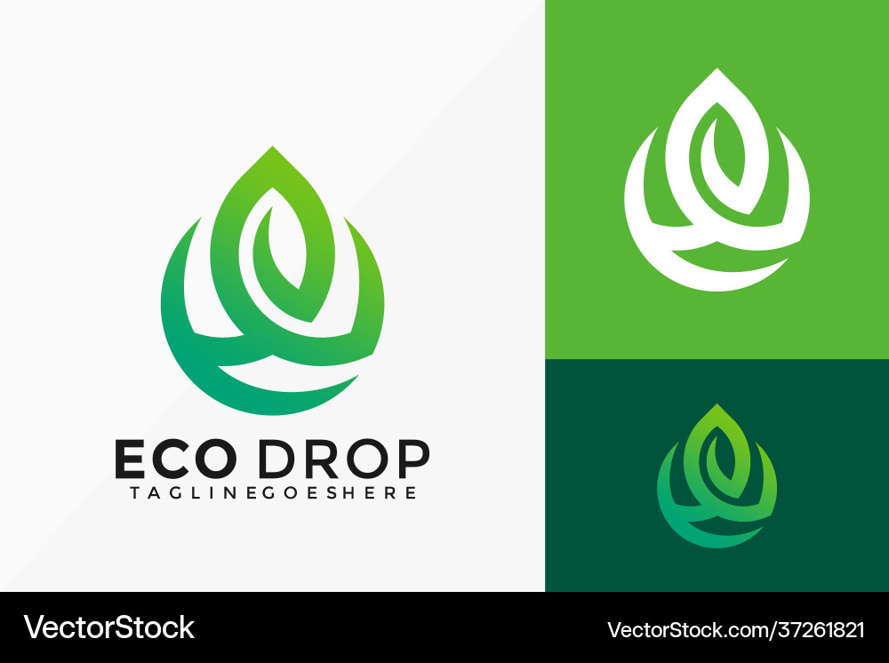 Nature eco drop logo design abstract emblem Vector Image