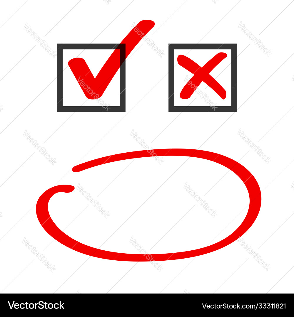 Poll vote check box and marker circle correct Vector Image