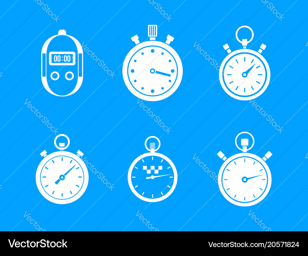 Stopwatch icon blue set Royalty Free Vector Image