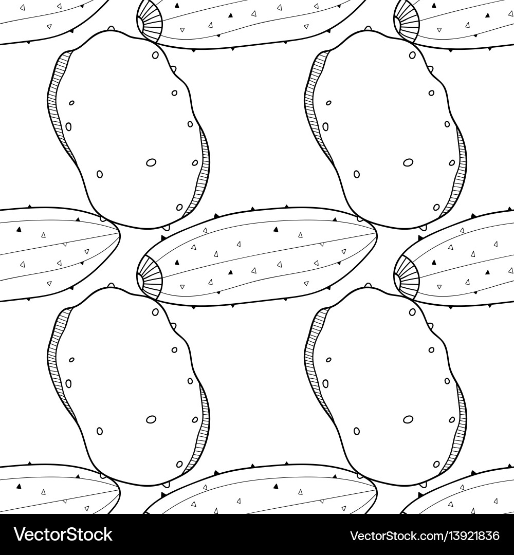Seamless black and white pattern with potatoes Vector Image