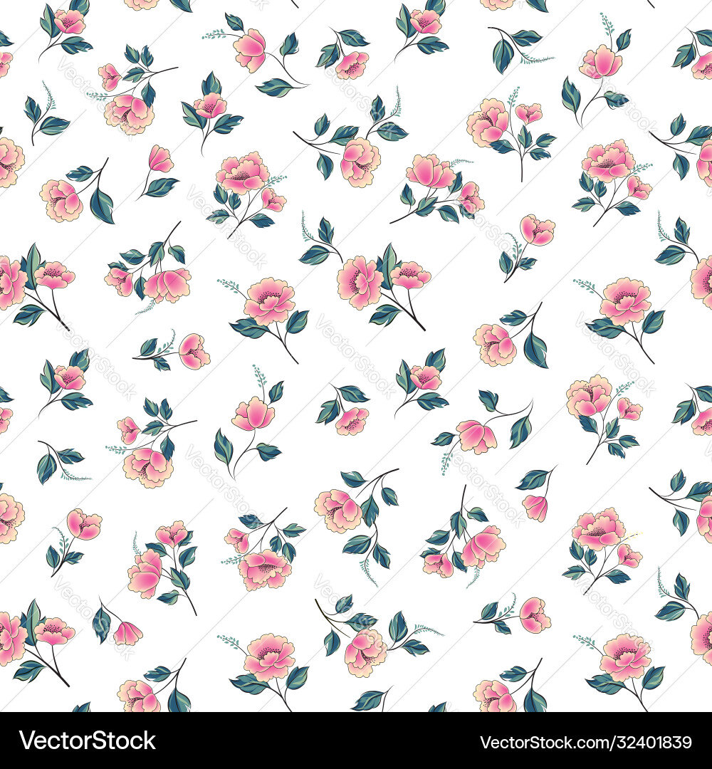 Floral seamless pattern flowers with leaves Vector Image
