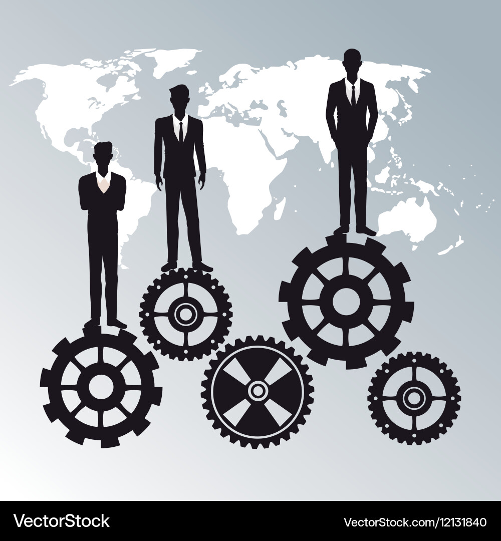 Business people teamwork workforce staff gear Vector Image
