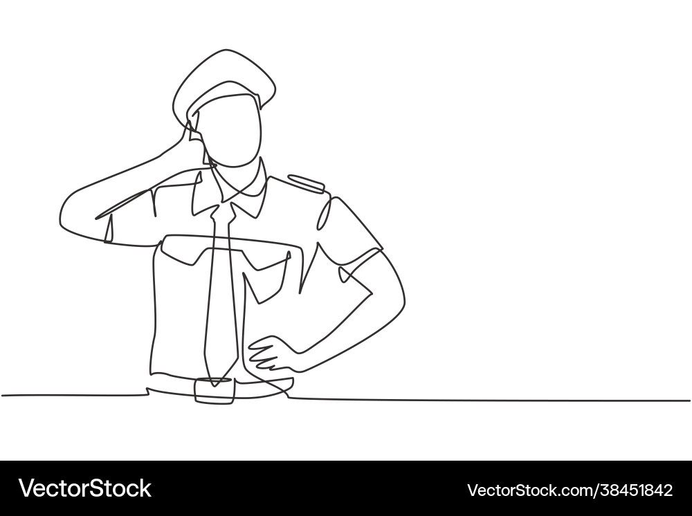Continuous one line drawing pilot with call me Vector Image