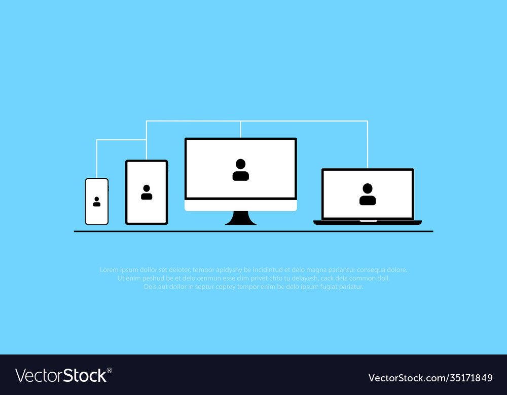 Cross platform software synchronized devices Vector Image