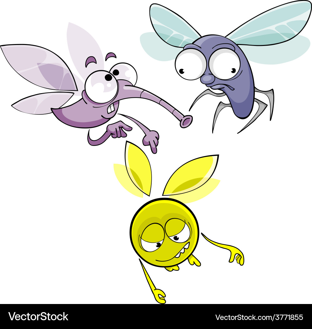 Cartoon flying insects Royalty Free Vector Image