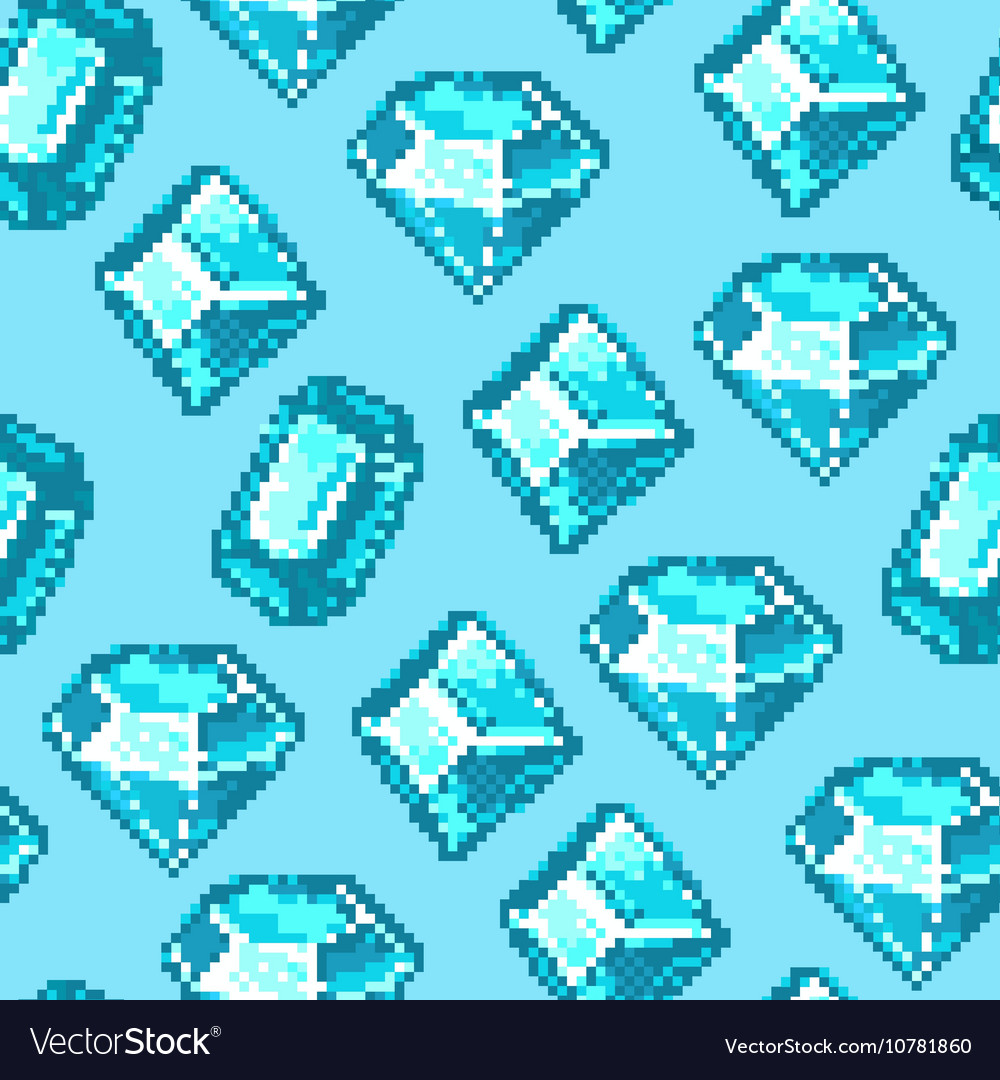 Pixel Diamond Seamless Pattern Royalty Free Vector Image