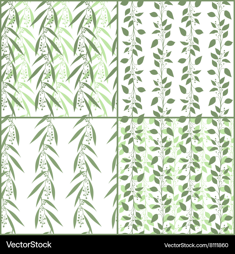 Set of seamless pattern branches of eucalyptus Vector Image