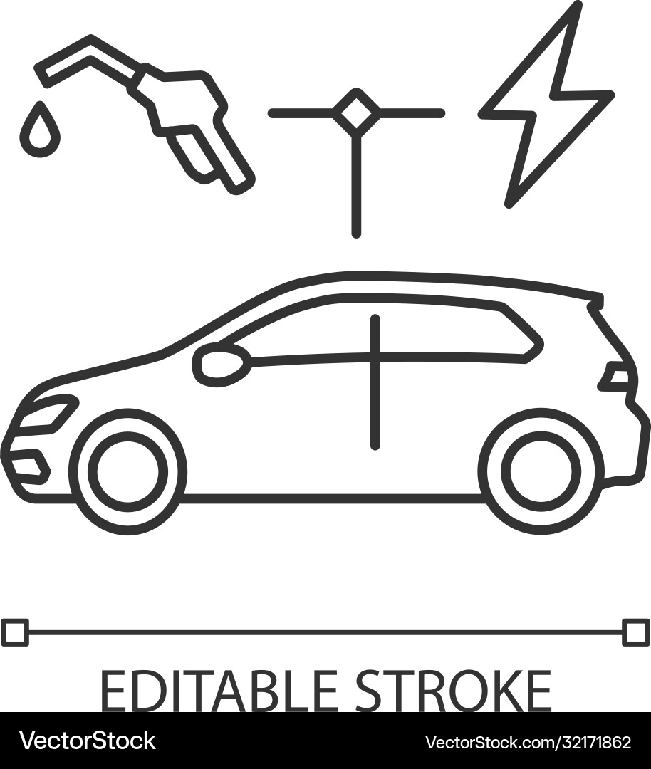 Hybrid car linear icon Royalty Free Vector Image