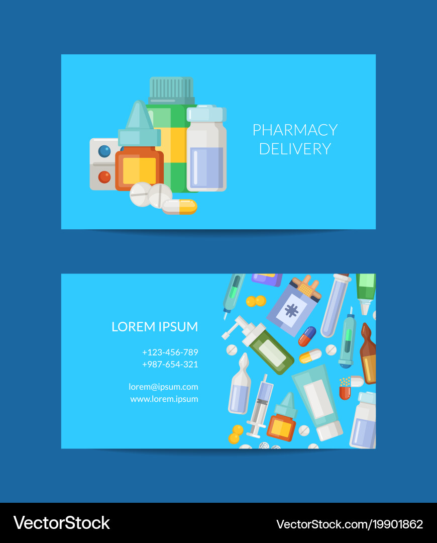 Pharmacy store business card template Royalty Free Vector