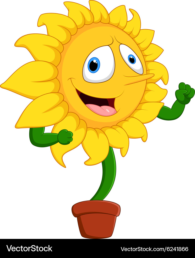 Cartoon smile sunflower Royalty Free Vector Image