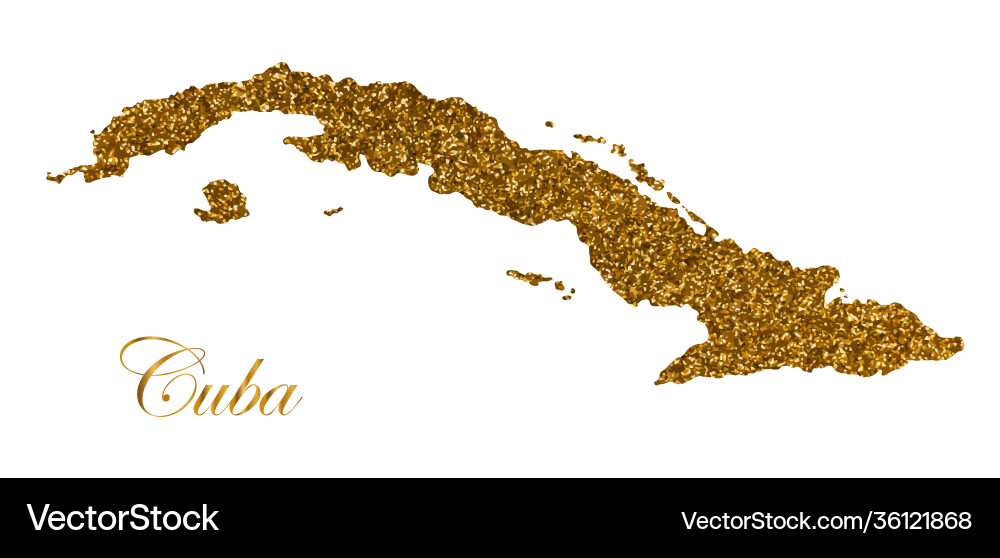 Map cuba silhouette with golden glitter Royalty Free Vector