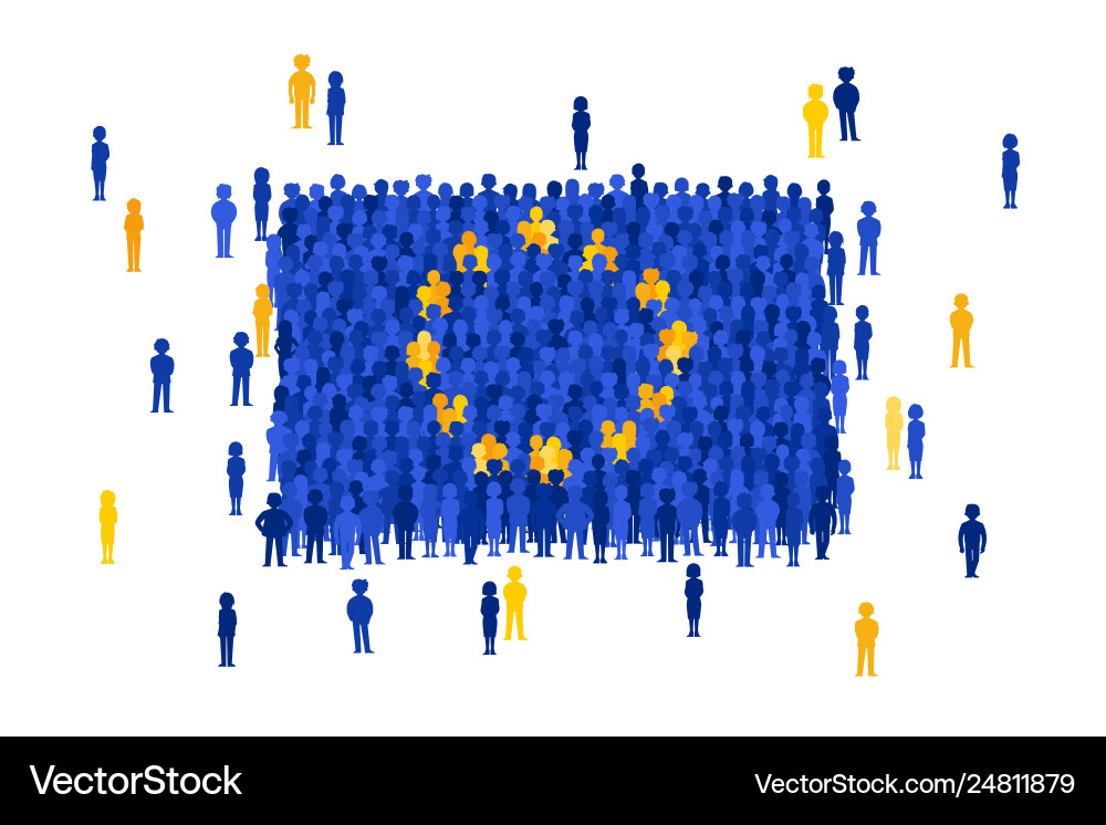 European union state flag formed crowd Royalty Free Vector