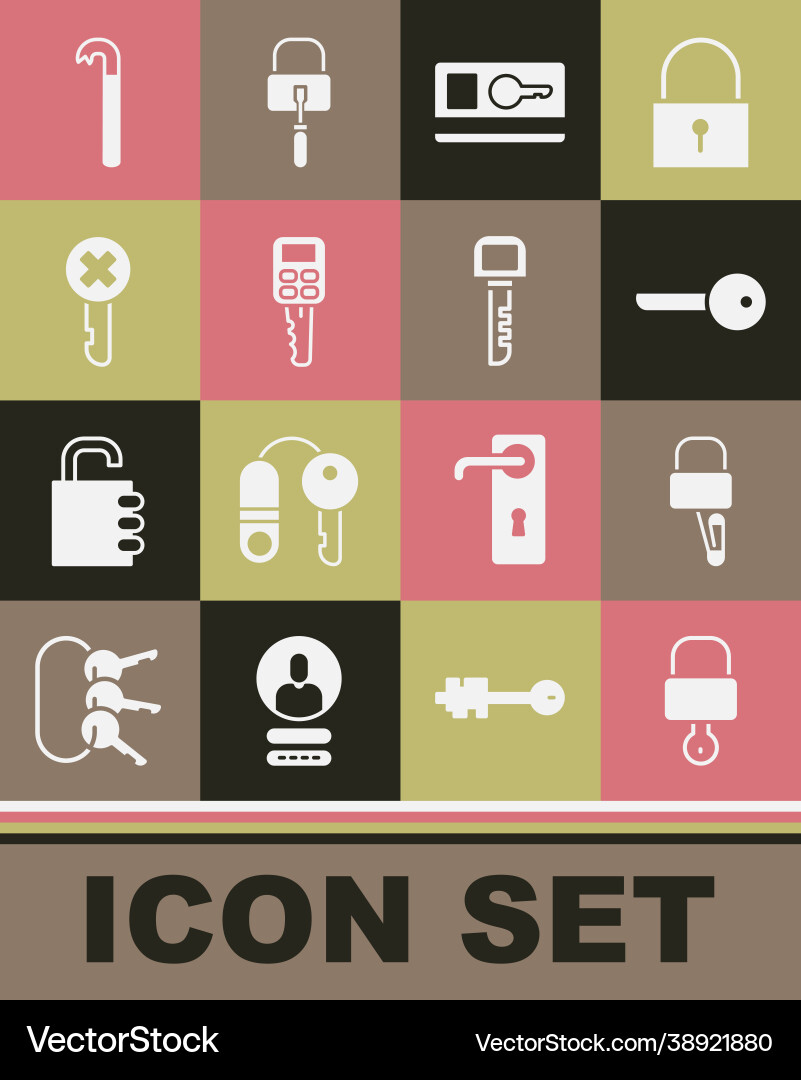Set lock and key picks for lock picking key Vector Image