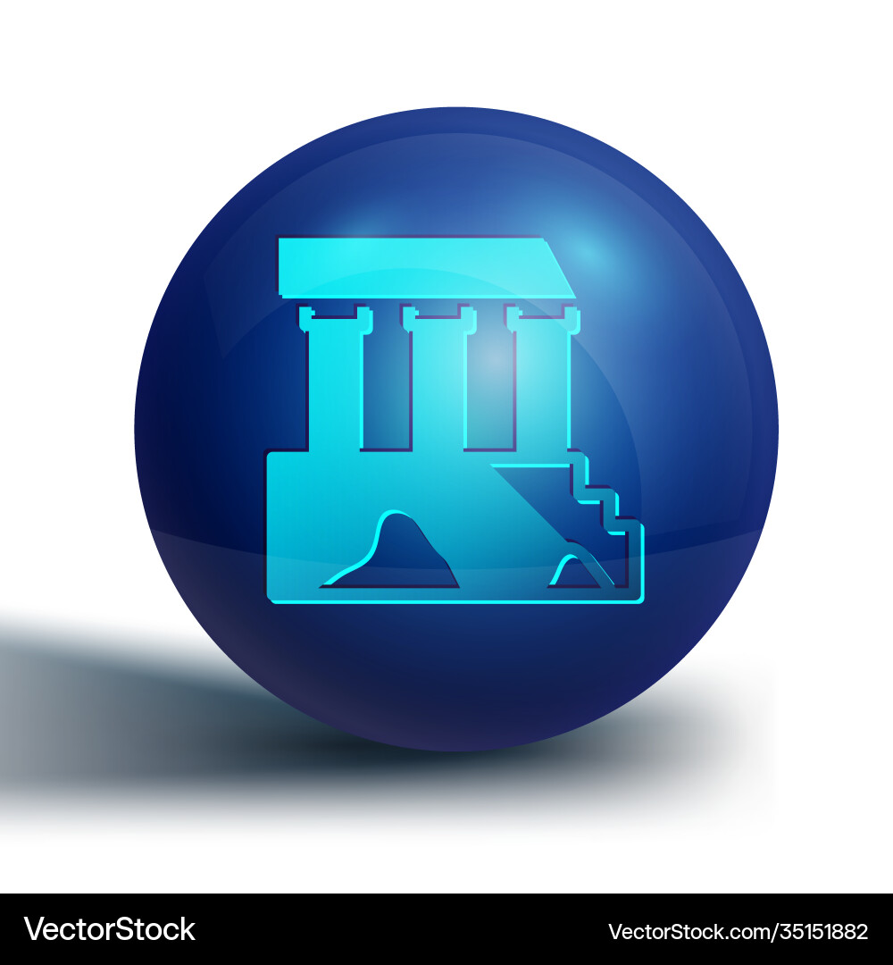 Blue parthenon from athens acropolis greece icon Vector Image